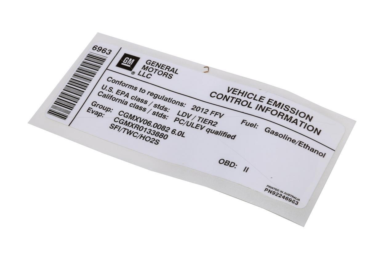 GM Genuine Parts 92246963 Emission Label | eBay