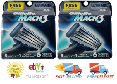 12 Gillette Mach3 Razor blades 10 Mach 3 & 2 Fusion Proglide Refill ...