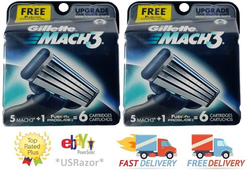 12 Gillette Mach3 Razor blades 10 Mach 3 & 2 Fusion Proglide Refill ...