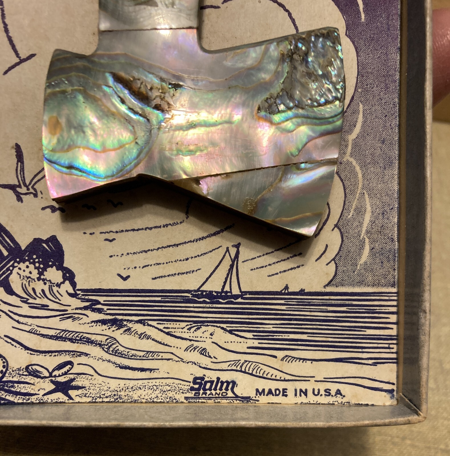 Vintage Salm Brand Abalone Hatchet Tomahawk Wall Decor Plaque 5" | eBay