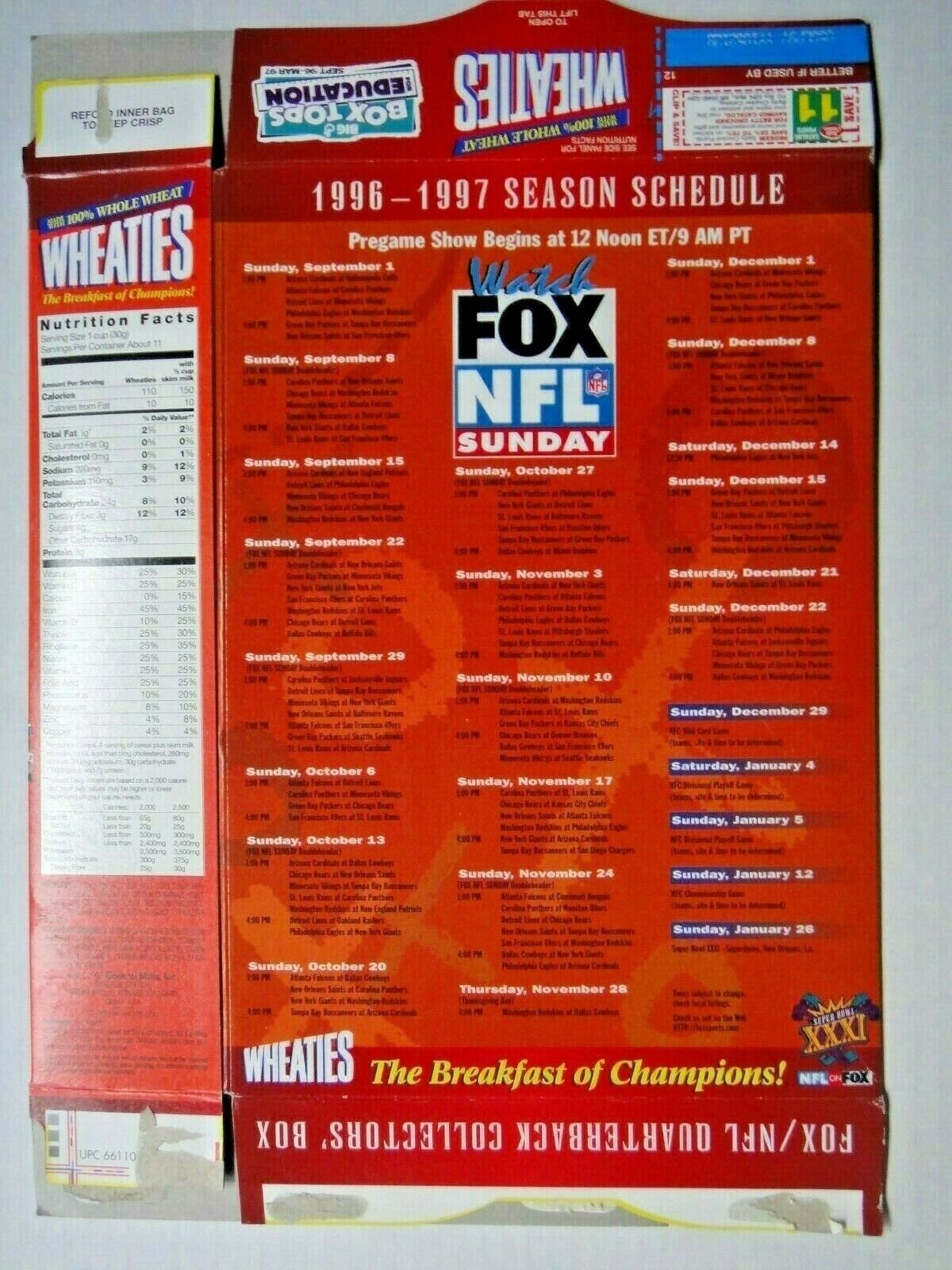 Wheaties Cereal Box-1996 All-Pro Quarterbacks Collectors' Box -Flat Box ...