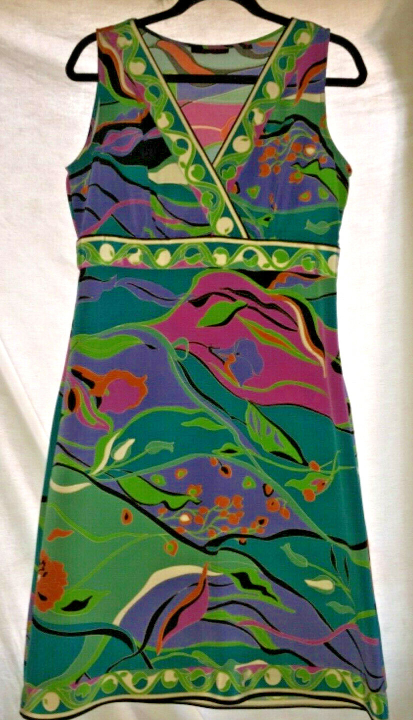 BARAMI vintageWomen’s silk dress PRINT GREEN BLUE PINK MULTI size 8 | eBay