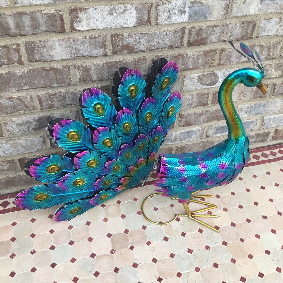 Beautiful Large Metal Peacock Statue Sculpture Garden Yard Art Home ...