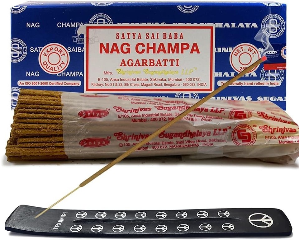 Eco-Friendly Nag Champa Incense Bundle with Bamboo Holder – 250 Sticks ...