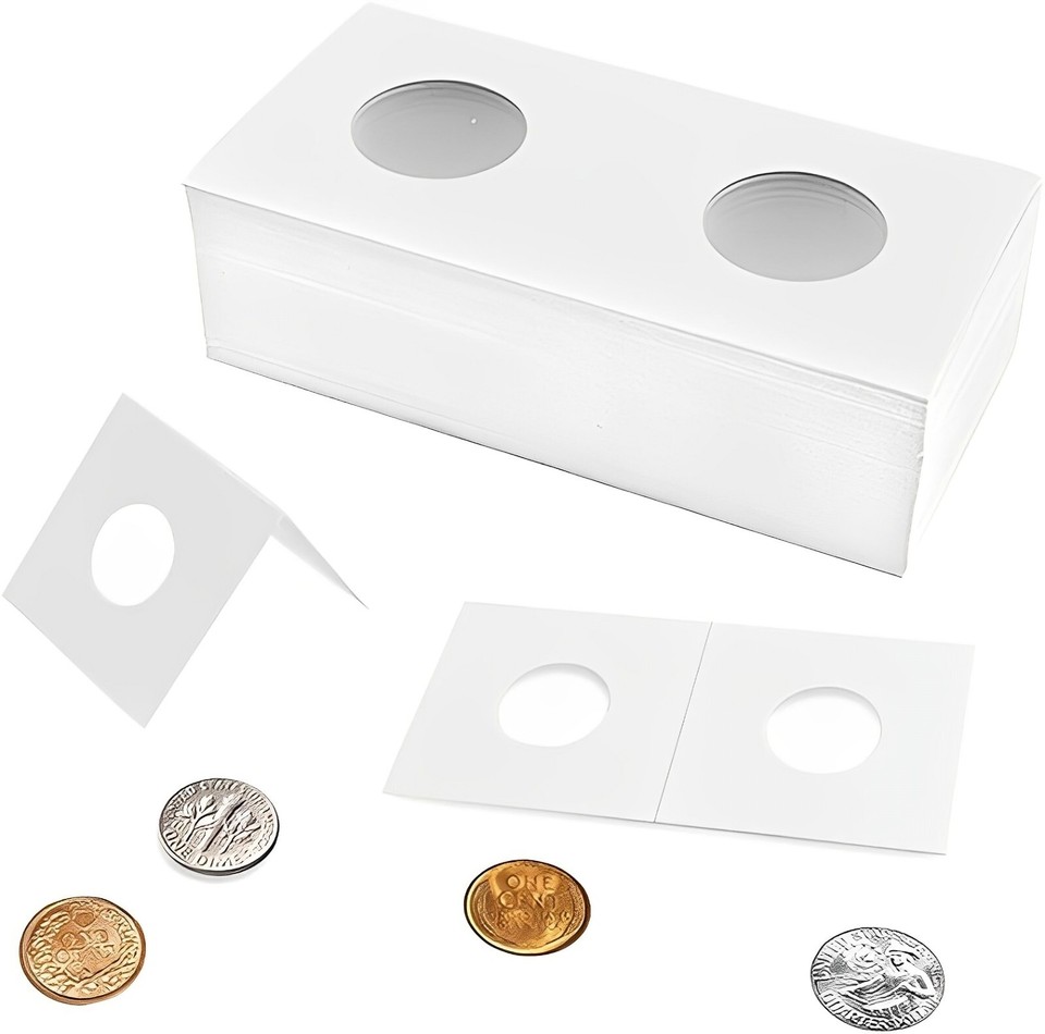 400 Quarter 2x2 Premium Quarter Paper Coin Holders 26.5mm Cardboard ...