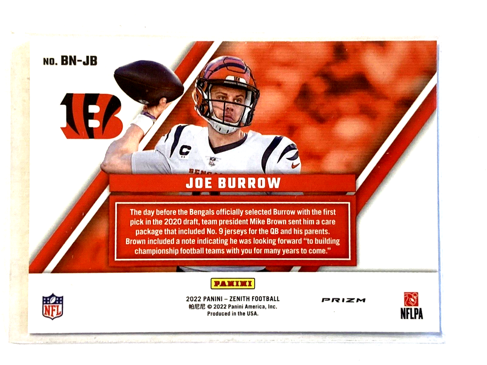 2022 Panini Zenith Joe Burrow Behind The Numbers BN-JB Bengals | eBay