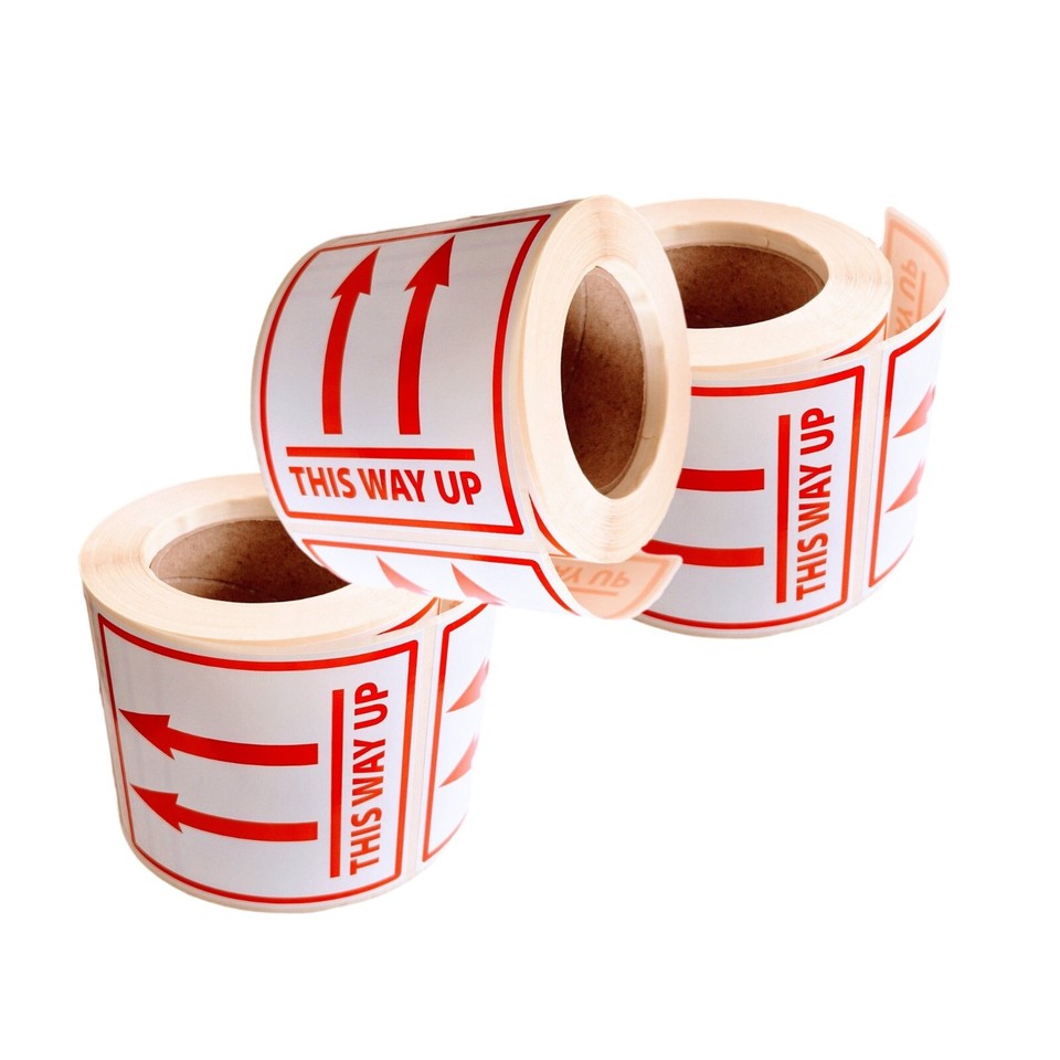 This Way Up Labels 120x110mm | 500 per Roll | Self Adhesive Parcel ...