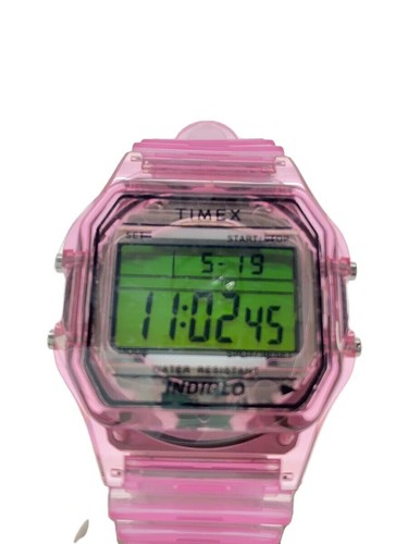 Timex Indiglo Quartz Unisex Watch Green Dial Digital Square No Box From ...