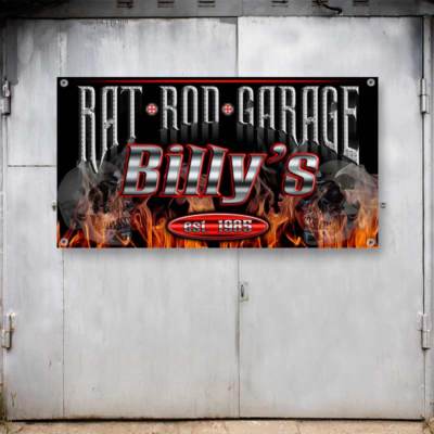 Custom Name Rat Rod Garage Sign Banner Genuine American Chopped Car ...