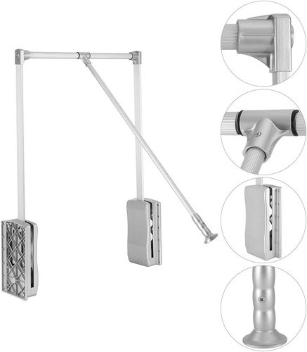 Pull down Closet Rod Wardrobe Lift Wide Adjustable 35-48Inch Aluminium ...