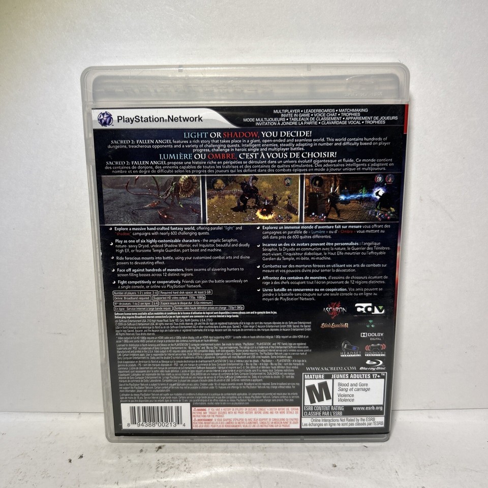 Fallen Angel Sacred 2 Ps3 Super Clean Copy /With Manual/Tested | eBay