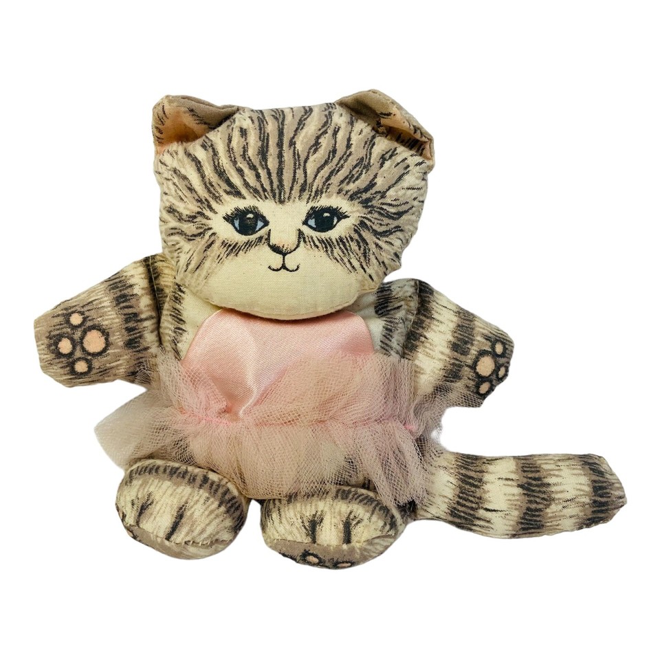 Vintage Applause Fabric Ballerina Cat W/Tutu By Dustyn Schear Beanbag ...