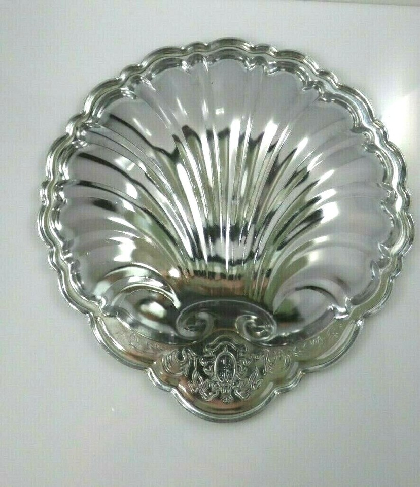 Vintage Silver Metal Silverplate? Scallop Clam Shell Serving Dish Lion ...