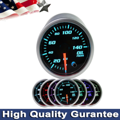 2'' 52mm Tinted 7 Electronic Oil Pressure 0-140 PSI Gauge w 7 Color LED ...
