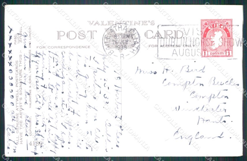 Mabel Lucie Attwell Valentine 4189 PIEGATA CREASED cartolina postcard ...