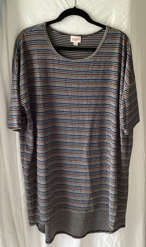 Lularoe Irma Shirt Pullover Rainbow Stripes Short Sleeve Size XL | eBay