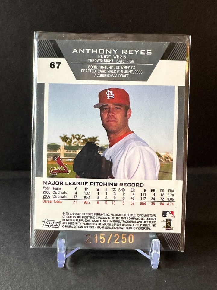 2007 Topps Co-Signers Adam Wainwright Anthony Reyes Card #67 #215/250 ...