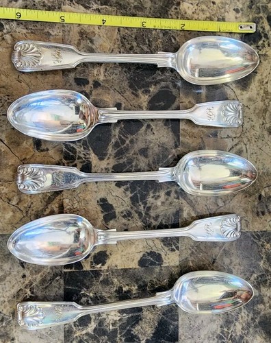 🤪LOT OF 6 ANTIQUE c1898 SHELL PATTERN SILVERPLATED TEASPOONS/ TEA ...