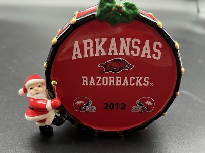 Arkansas Razorback Ornament 2012 Danbury Mint Santa with Drum in Box | eBay