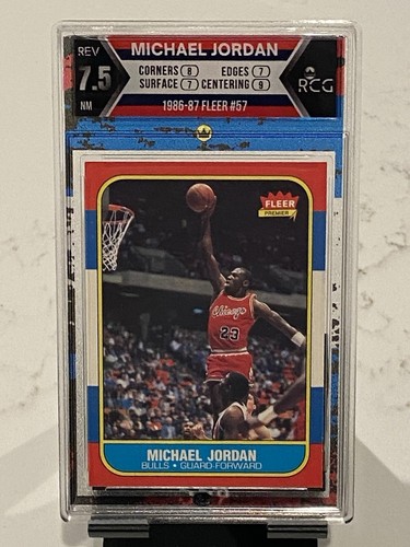 1986 Fleer Michael Jordan #57 Rookie Card In A Nice Color Match RGC 7.5 ...