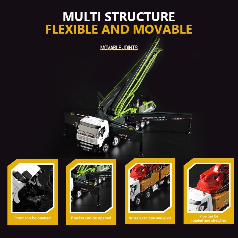 NEW 1:50 Diecast Car Model Alloy Simulation Concrete Pump Scale Truck ...