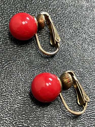 Vintage Red Lucite Ball Retro Clip Earrings | eBay