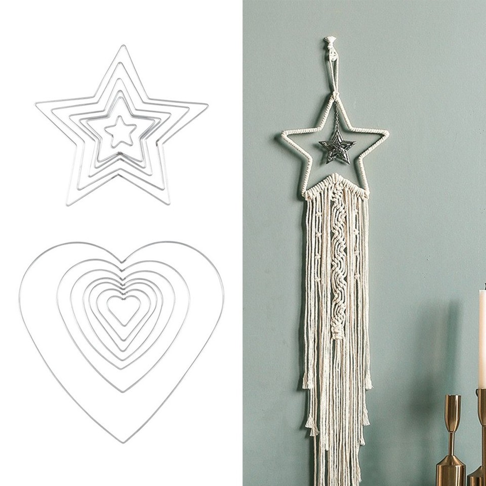 13pcs Dream Catcher Iron Ring Heart Pentagram Shaped DIY Dreamcatcher ...