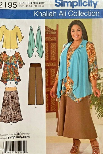 Simplicity Women's Tunic,Top,Pants,Skirt,Vest Pattern 2195 Size 20W-28W ...
