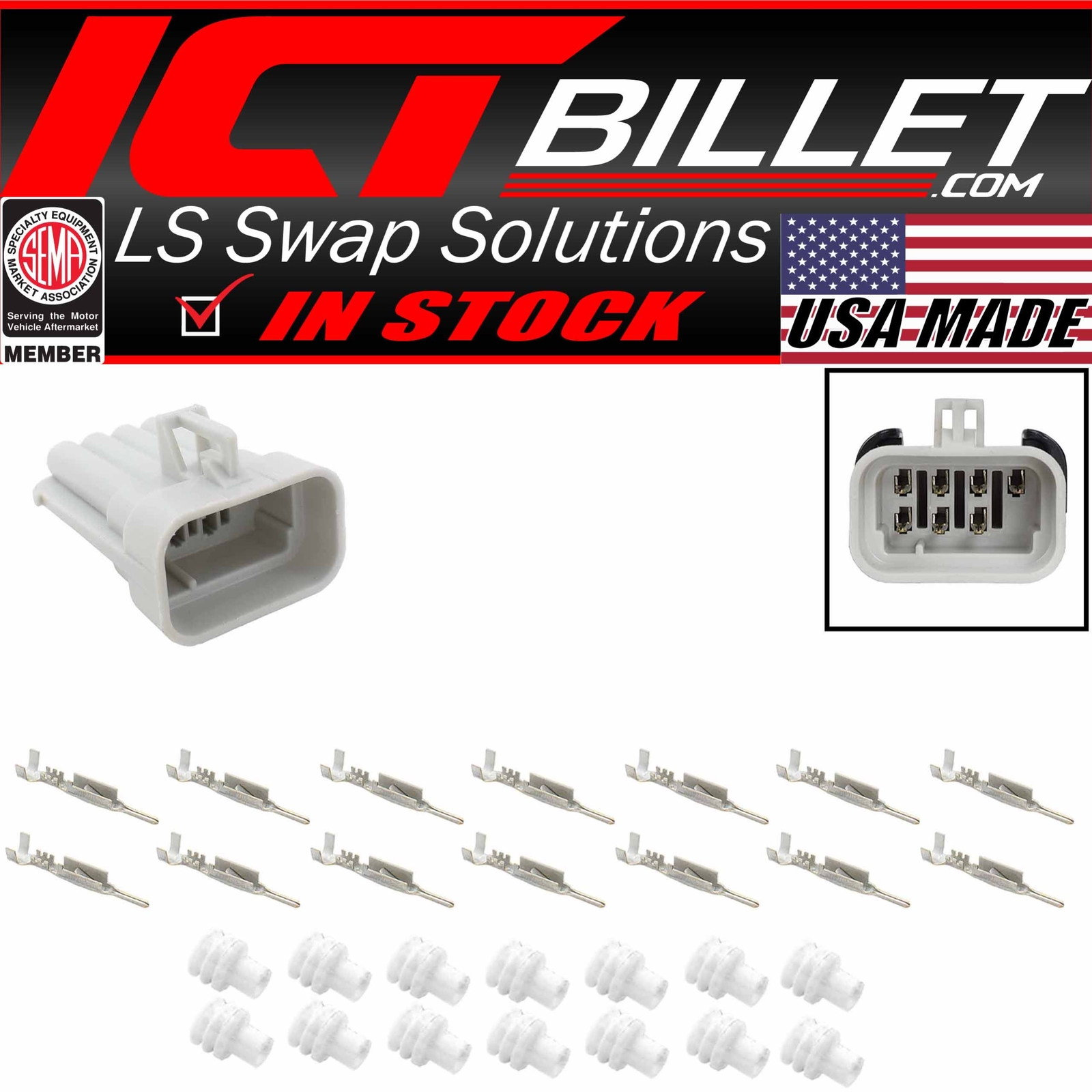ICT Billet LS Ignition Coil Male Connector Wire Harness Component Kit ...