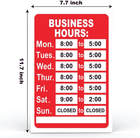 Business Hours Sign, 8 X 12 Inches Store Hours Sign PVC Open Closed ...