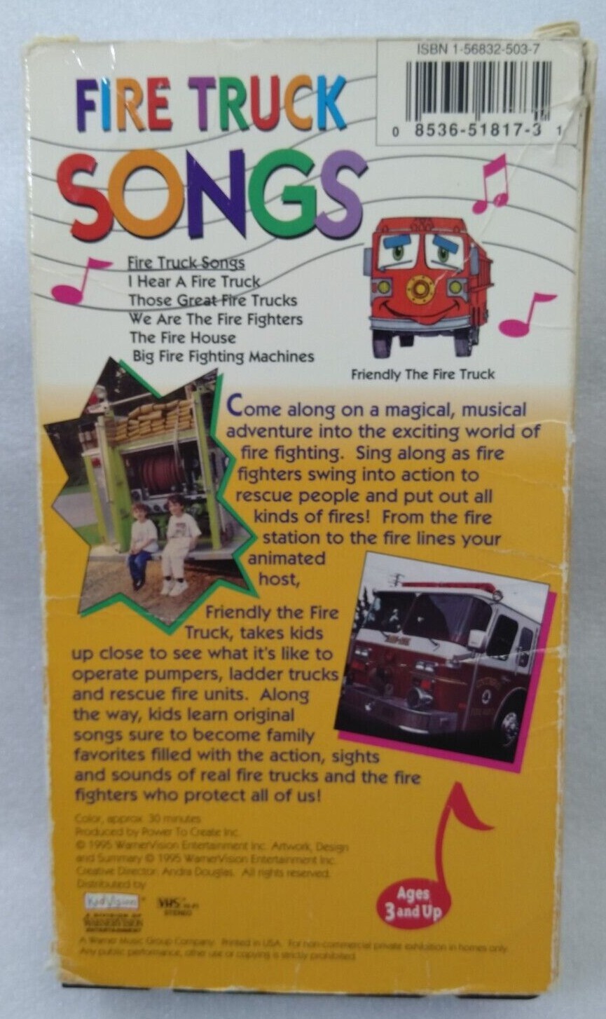VHS Fire Truck Songs Friendly Fire Truck Real Rockin Wheels (VHS 1995 ...
