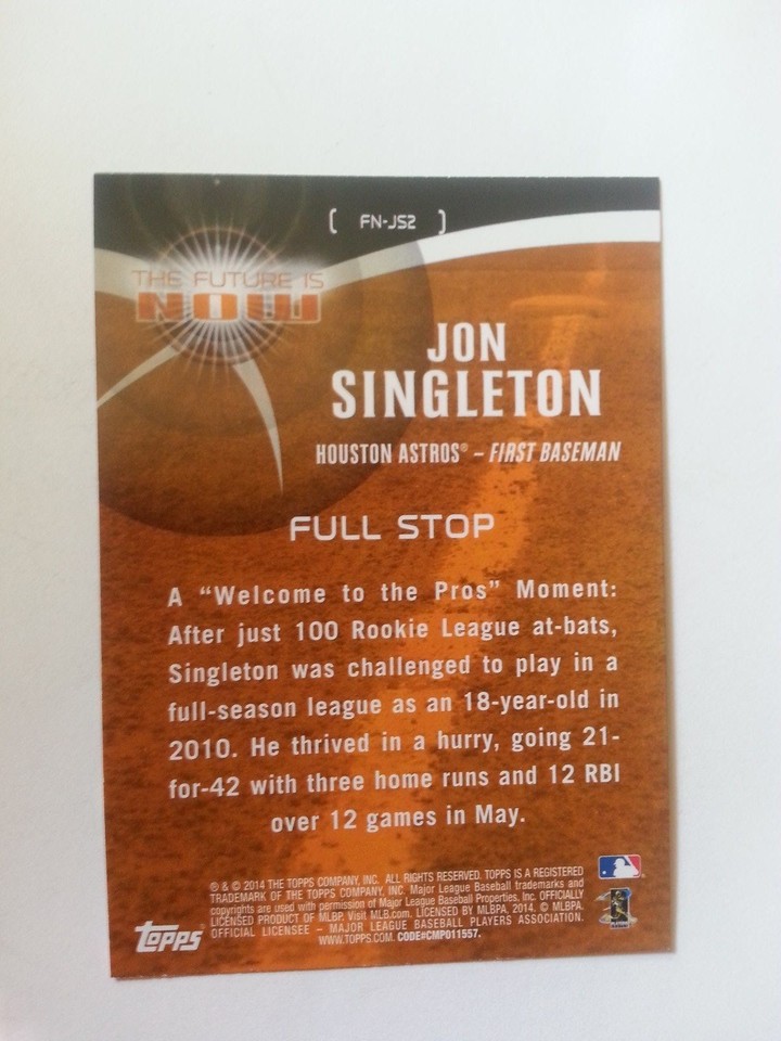 2014 Topps The Future is Now Jon Singleton #FN-JS2 Houston Astros | eBay