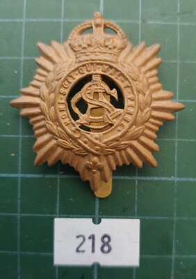 Original Cap Badge:218) Army Service Corps Kings Crown (WW1) ALL Brass ...