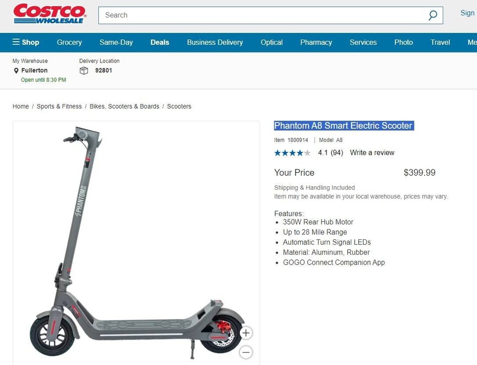 PHANTOM GOGO A8 Foldable Electric Scooter 28 Miles Grey 850036659532| eBay