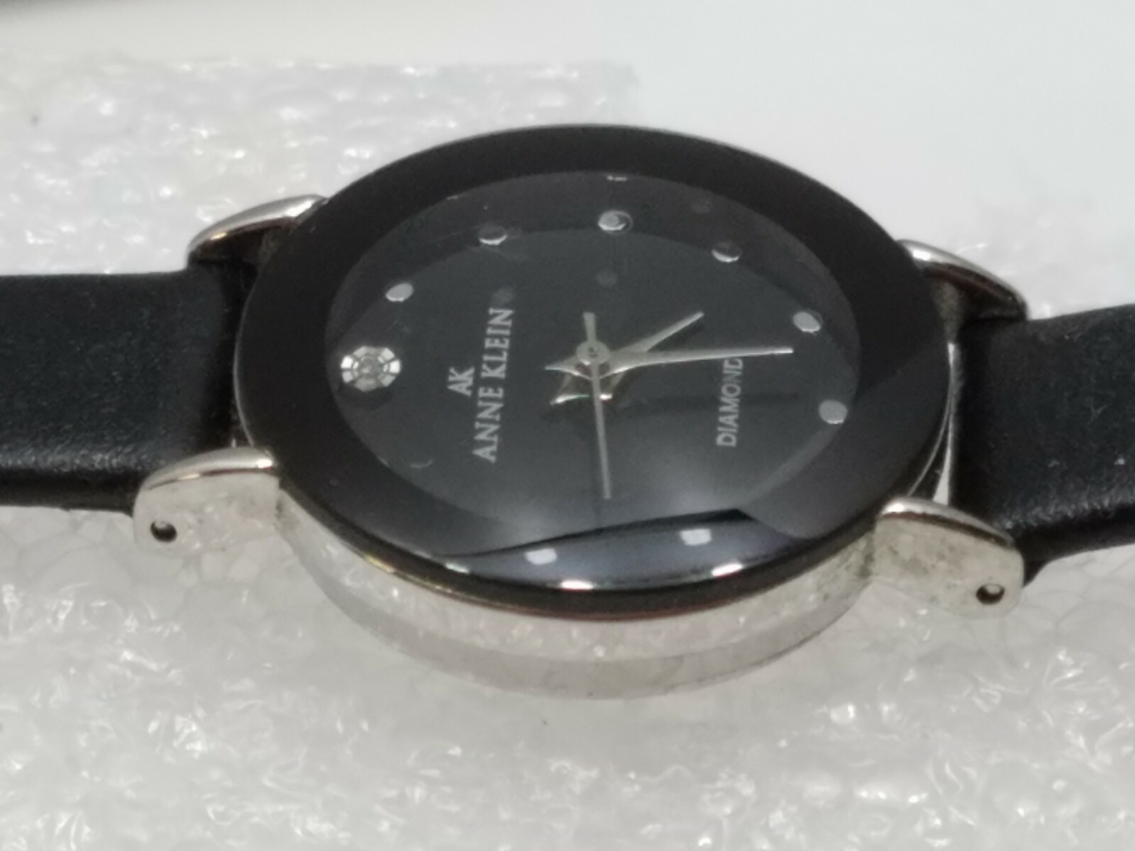 Women's ANNE KLEIN AK Diamond Accent Black Tone Y121E Watch w/Leather ...