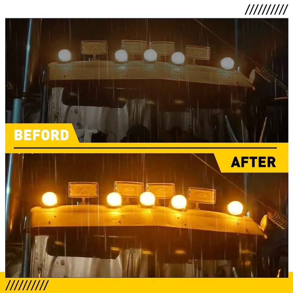 5-50PC Clear/Amber LED Torpedo Cab Marker Roof Light Lamp For Peterbilt ...