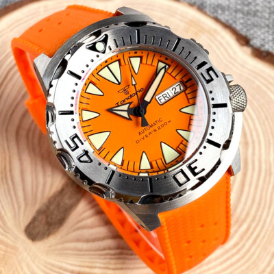 42mm Monster Orange Dial NH36A Mens 20ATM Diving Auto Watch AR Sapphire ...