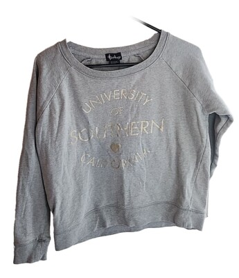USC Trojans Sweater Womens Medium Gray Gold College Crop Sweatshirt ...