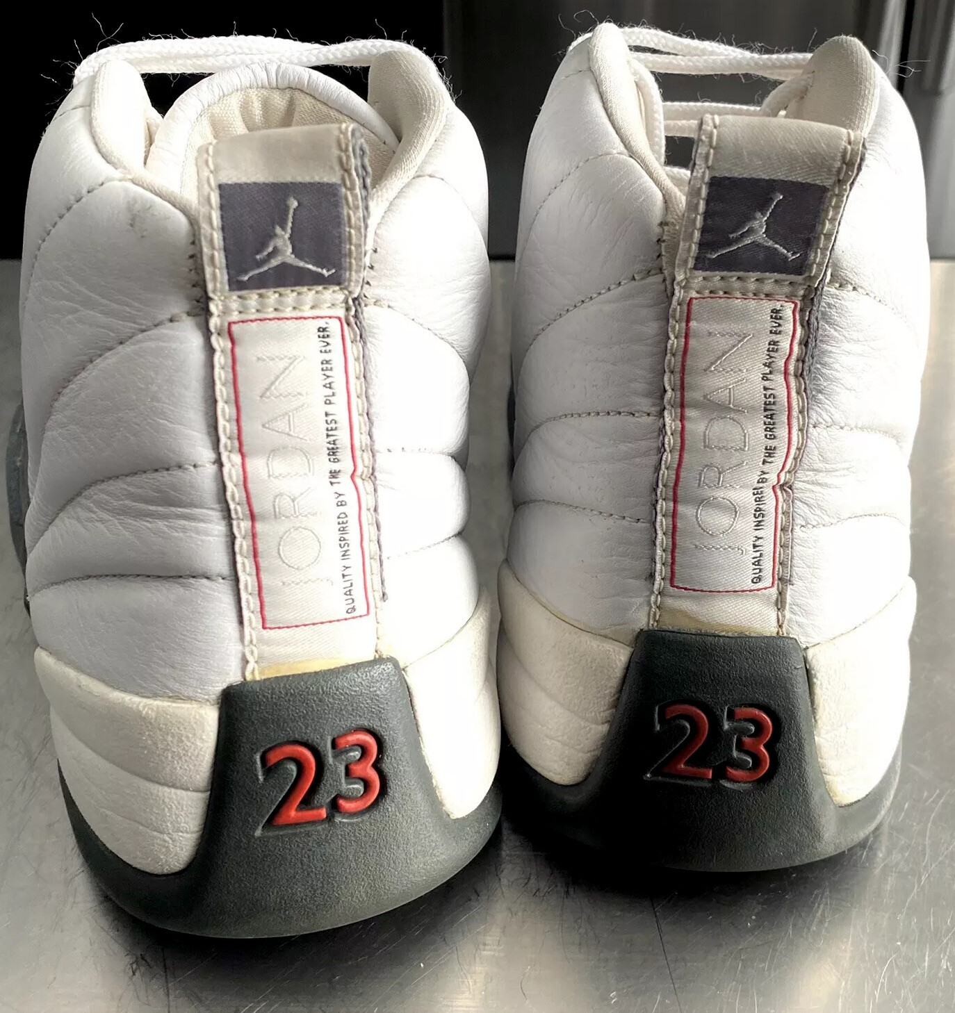 AIR JORDAN 12 XII RETRO SNEAKERS WHITE/FLINT-GREY MENS SIZE 10 [136001 ...