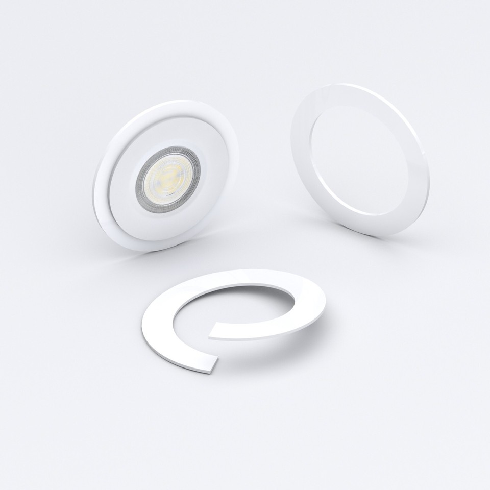White & Silver Downlight Spotlight Surround Bezel Converter - Split Cut ...