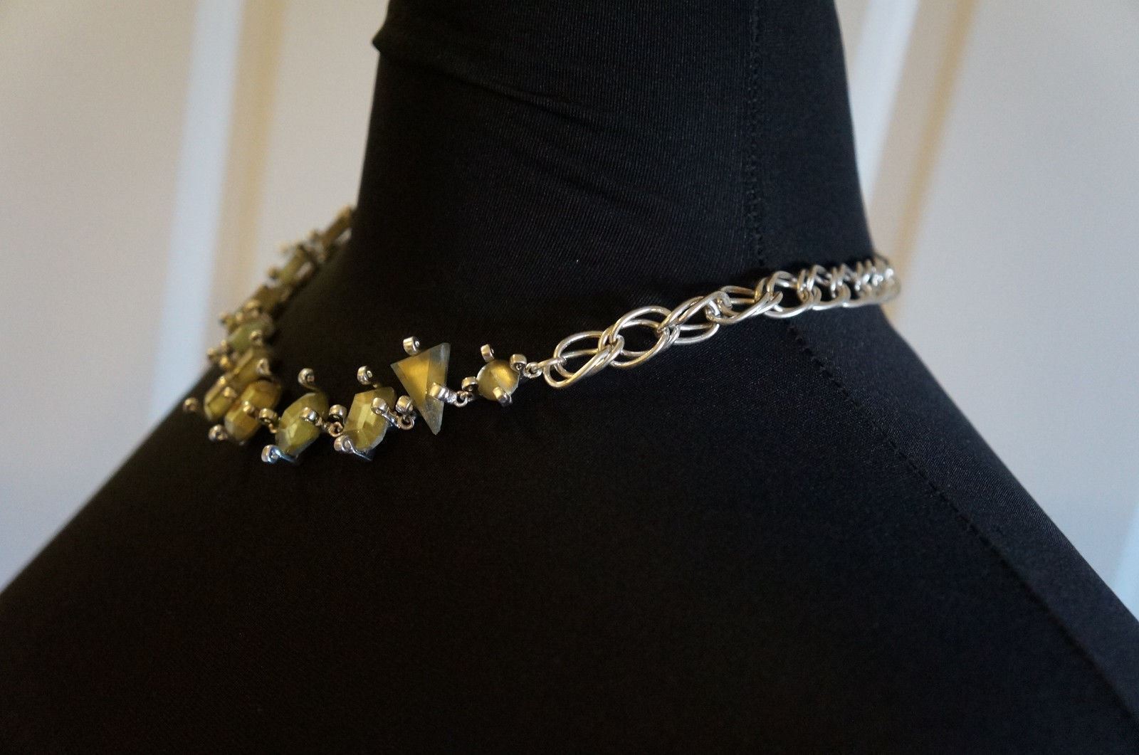 NEW Erickson Beamon Rocks Gilded Lily Silver Geometric Stone Necklace ...