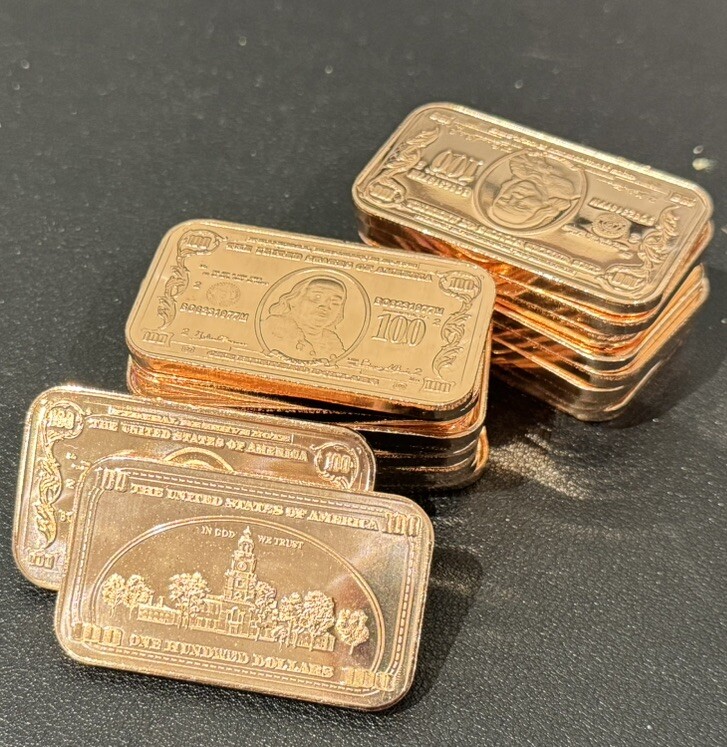 NEW! LOT OF 100 X 1 OZ $100 HUNDRED Banknote .999 COPPER LOC BL4A5 tube ...