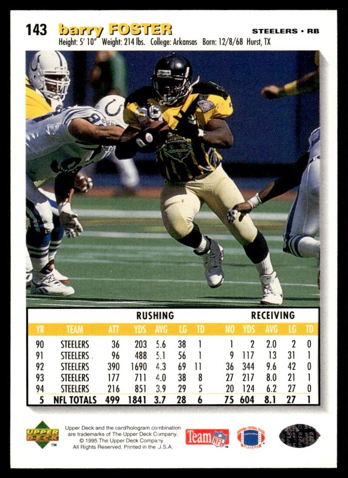 1995 Collector's Choice Barry Foster Carolina Panthers #143 | eBay