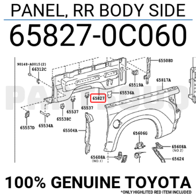 658270C060 Genuine Toyota PANEL, RR BODY SIDE 65827-0C060 | eBay