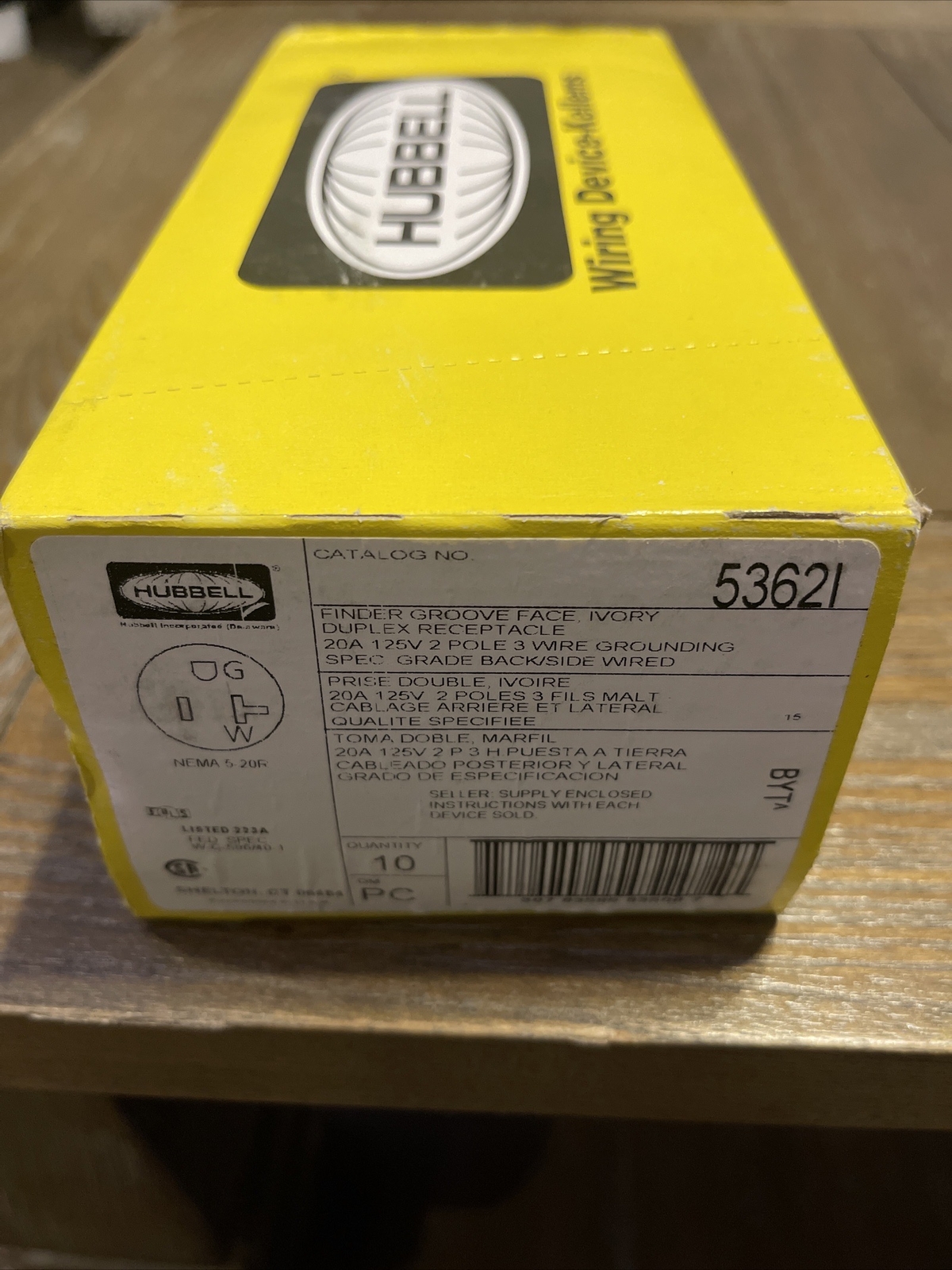 Hubbell 5362I Duplex Receptacle Ivory 20A 125V 2 Pole 3 Wire Grounding ...