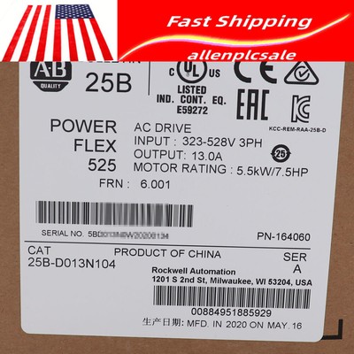 New Factory Sealed Allen-Bradley 25B-D013N104 PowerFlex 525 5.5kW 7.5Hp ...
