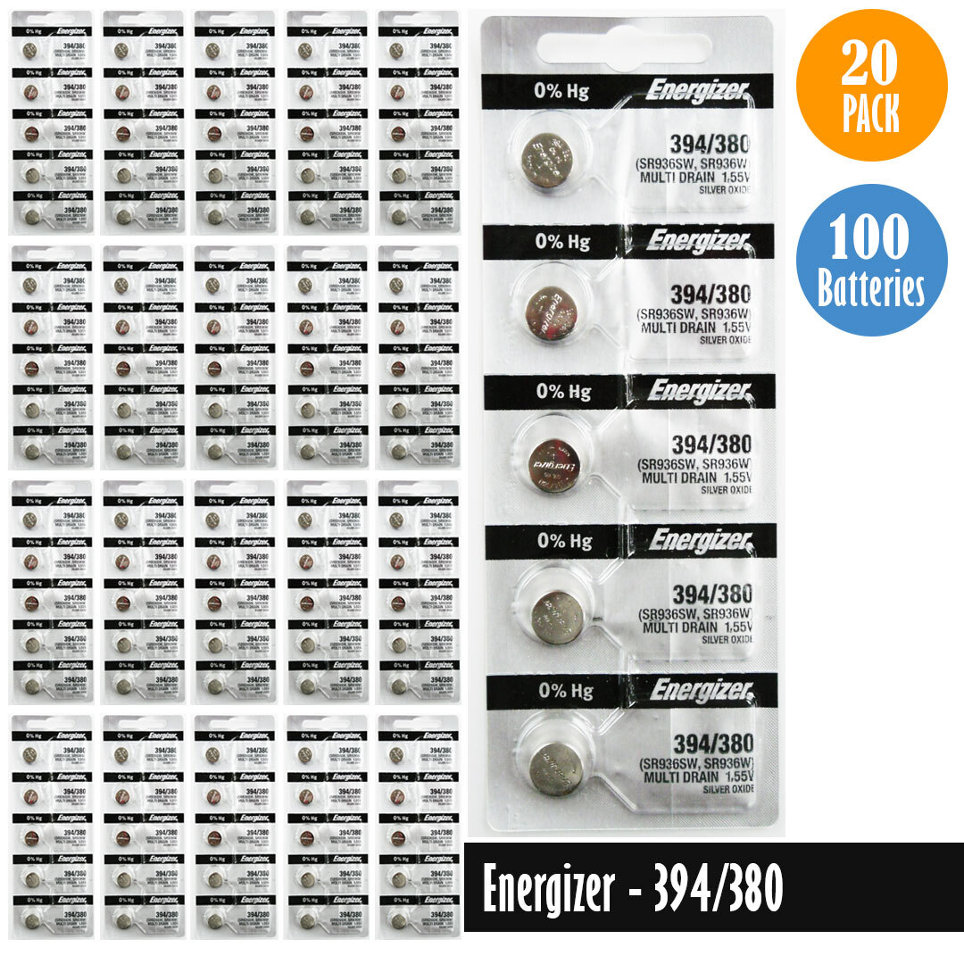 100Pcs. Batteries Energizer 1.55V Silver Oxide 394 SR936SW SR936W ...