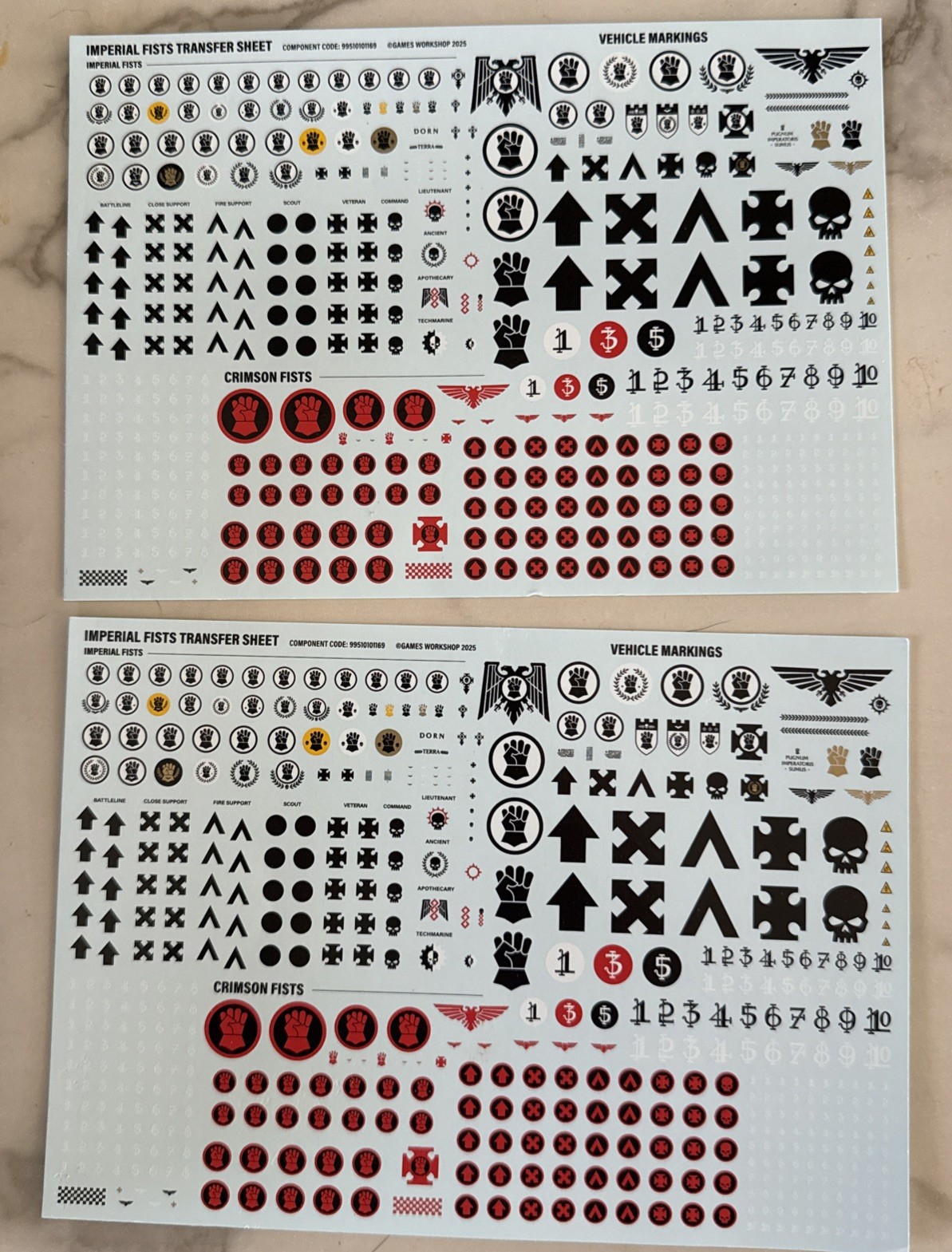 Imperial Fists/Crimson Fists - Transfer Sheet/Decals - Warhammer 40K | eBay