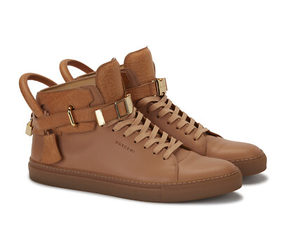 Authentic Buscemi Mens 100mm Clip Tan Leather High Top Sneakers + Box ...
