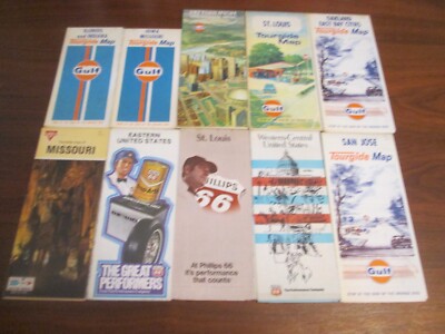 #49 Lot of 10 Vintage 1970s Road Maps: Gulf Phillips 66 Conoco | eBay